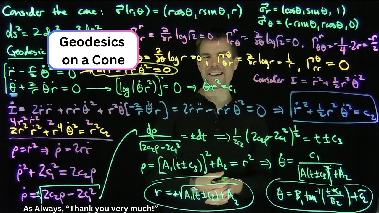 Geodesics on a Cone - YouTube