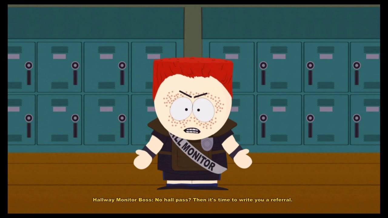 South Park The Stick of Truth Hallway Monitor Boss Intro - YouTube