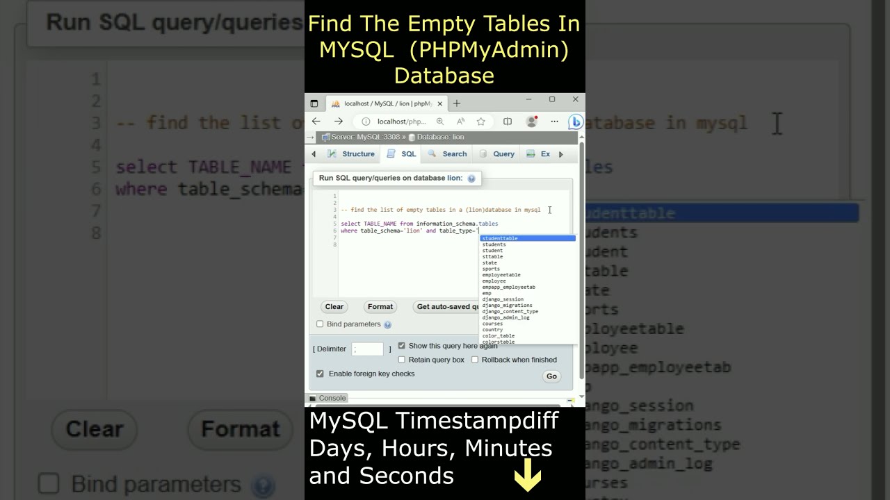 SQL Query Find Empty Table Rows mysql YouTube SQL Query Find Empty Table Rows mysql YouTube