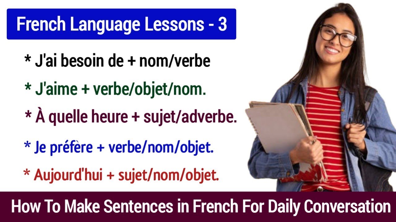 French Language Lessons - 3 For Beginners !! How To Make Sentences in ...
