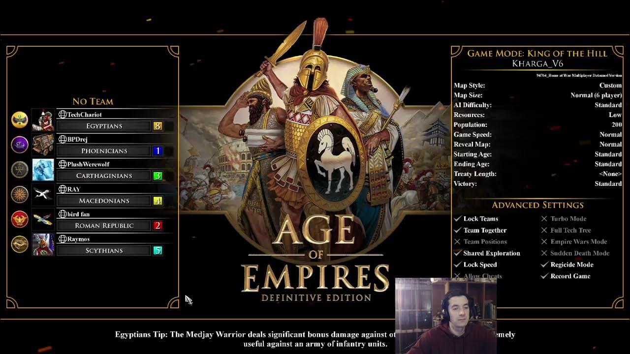 Community Games on Custom Greek Themed Maps, Rome at War Mod AOE2 - YouTube