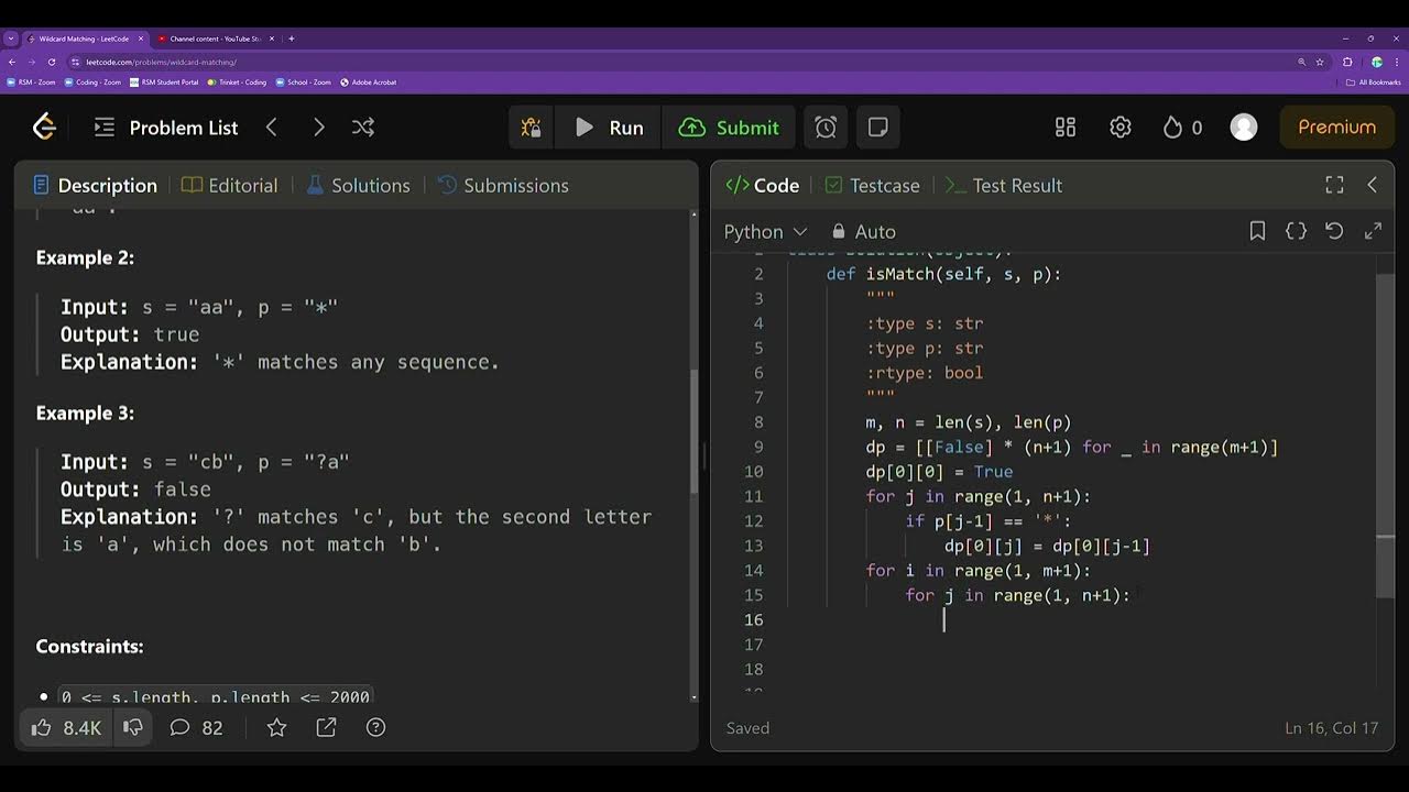 Wildcard Matching - Leetcode (Python) - YouTube
