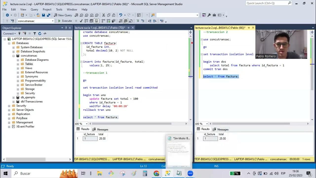 Concurrencia en Transacciones SQL - YouTube