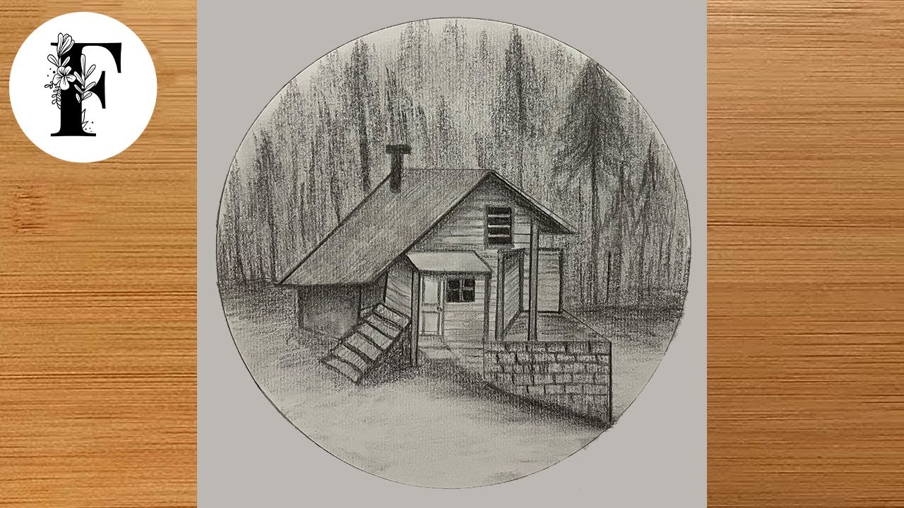 House Drawing - How to Draw scenery Easy step by step - Circle drawing ...