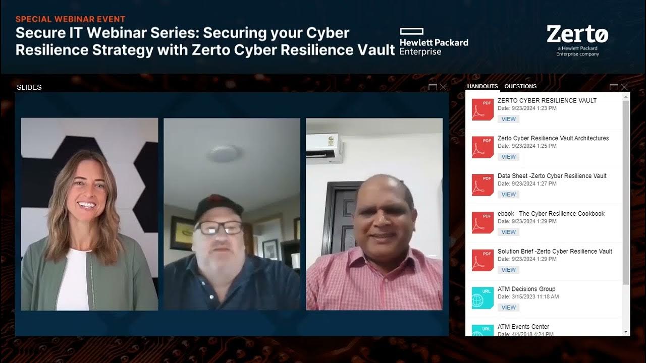 Secure IT Webinar Series: Securing Your Cyber Resilience Strategy with Zerto Cyber Resilience ...