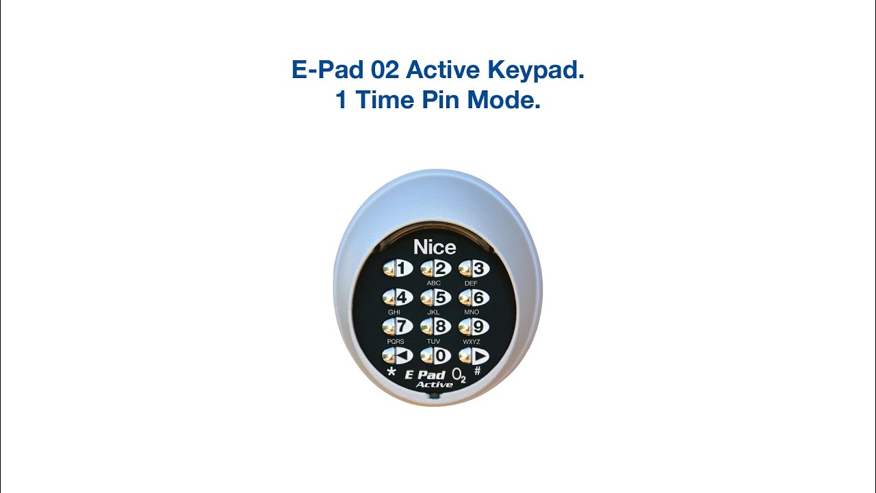 Nice E Pad O2 Active: 1 Time Pin (Accentronix) - YouTube