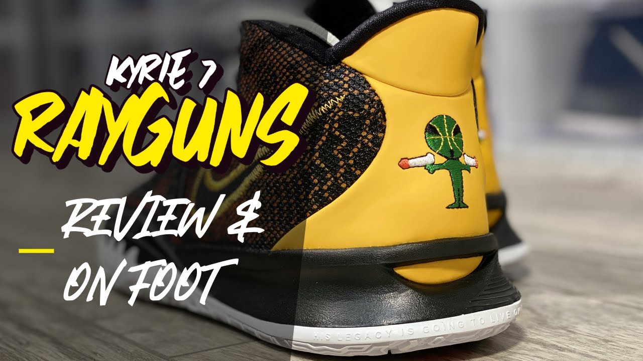 KYRIE 7 RAYGUNS REVIEW CLOSE UPS AND ON FEET - YouTube