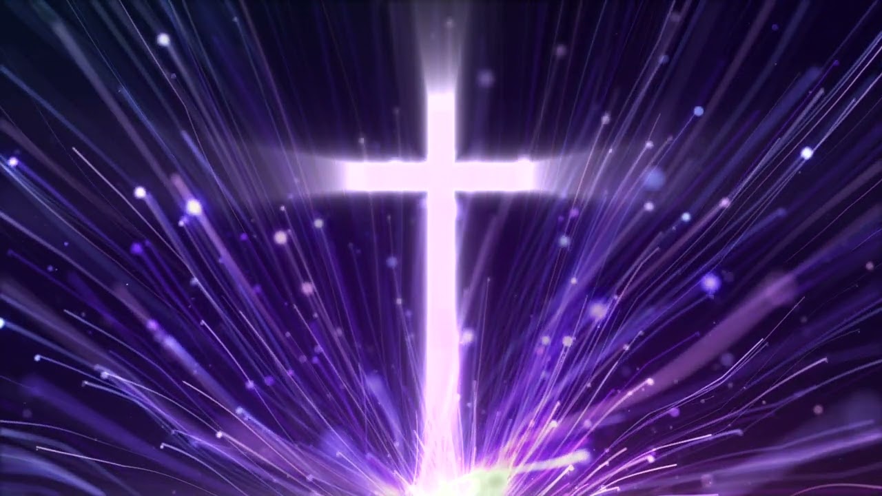 Holy light cross in purple beautiful fireworks | loop video background ...