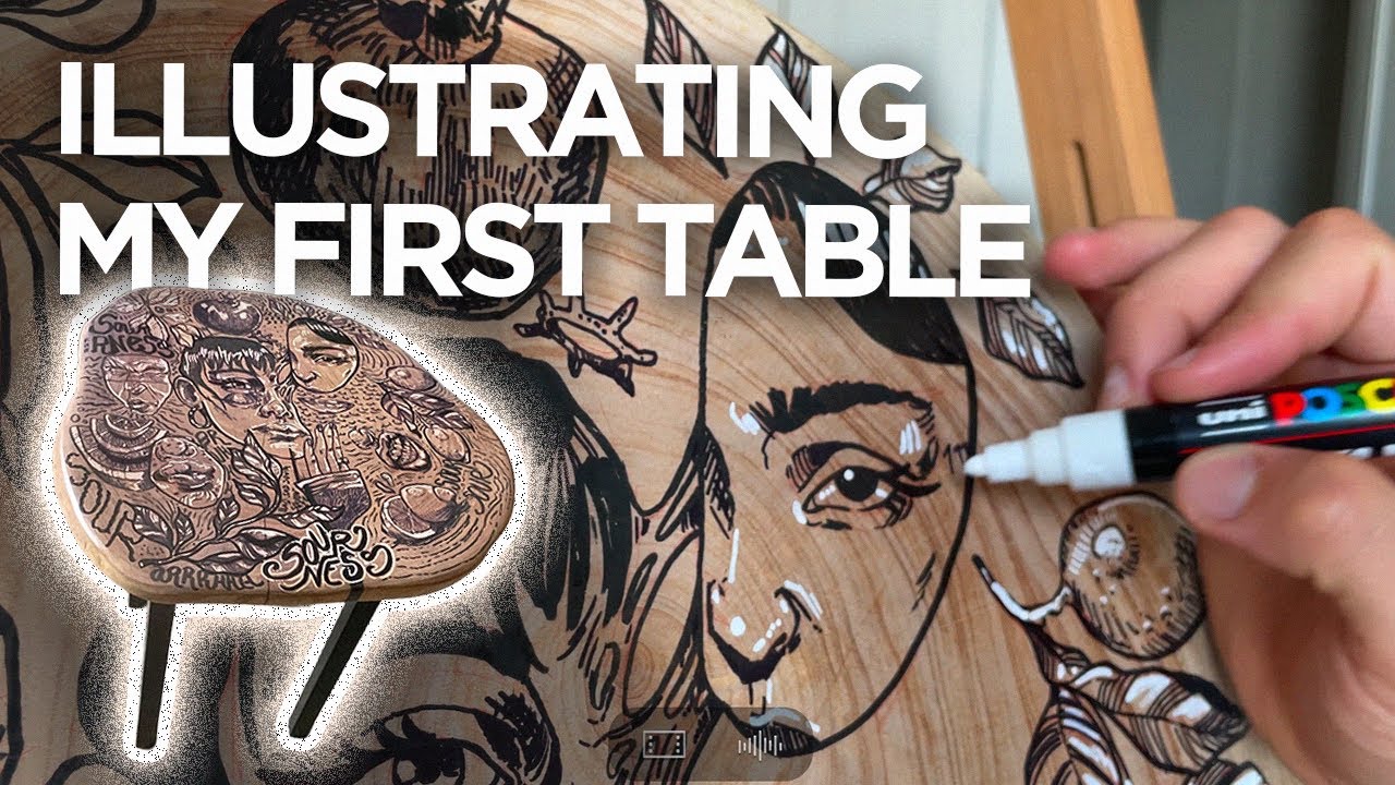 Illustrating my first wood table | Artwork - YouTube