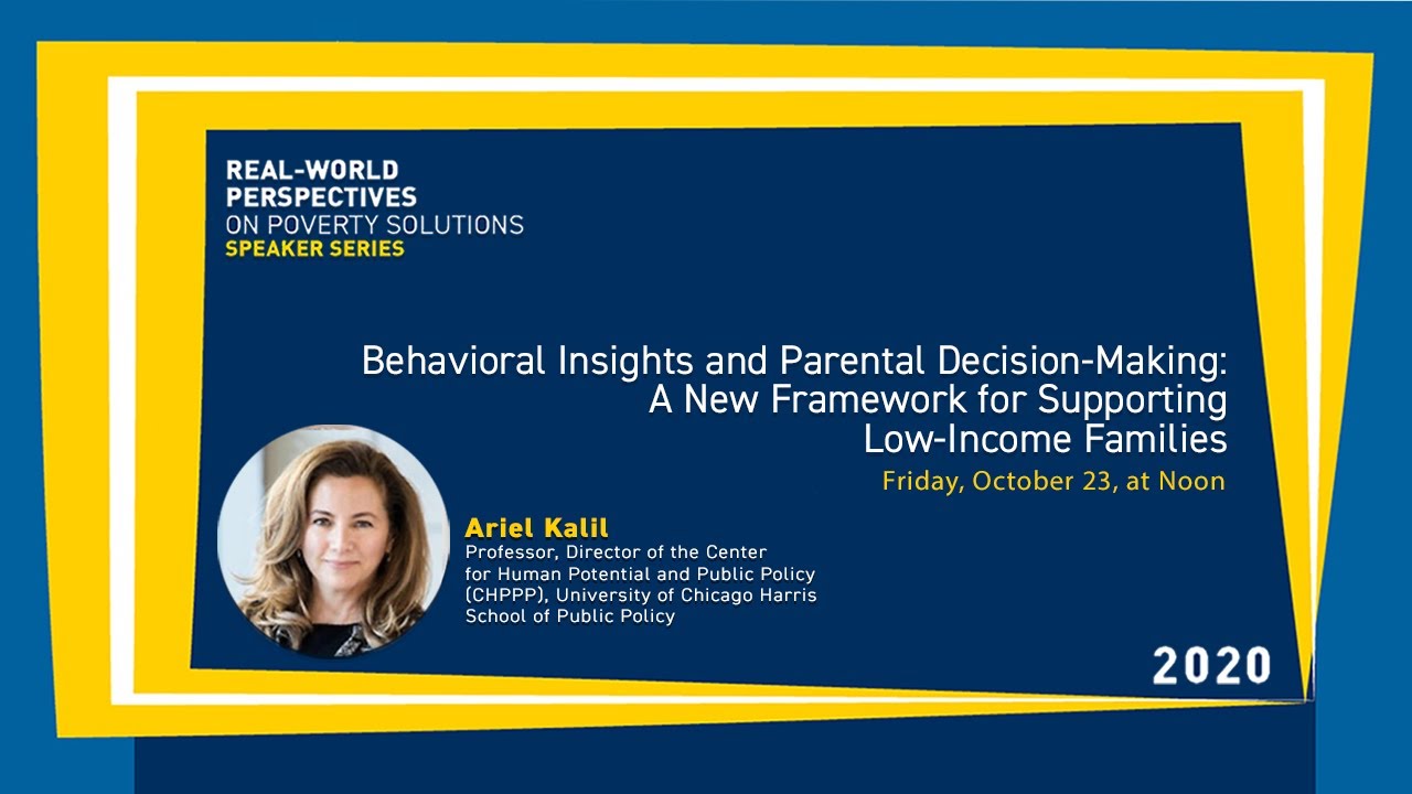Ariel Kalil | Behavioral Insights to Support Low-income Families - YouTube
