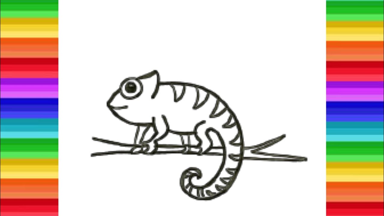 How To Draw A Chameleon Easy Step By Step - YouTube
