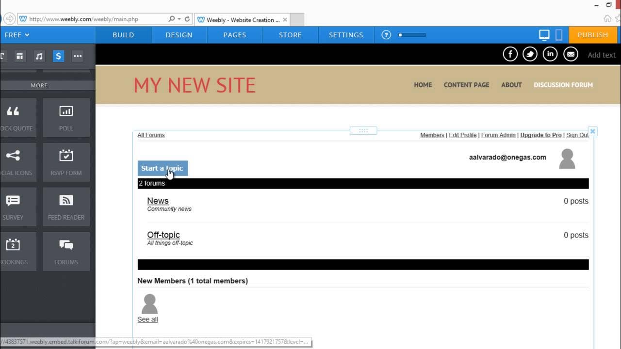 Lesson 4: Adding a discussion forum and publish a website in Weebly - YouTube