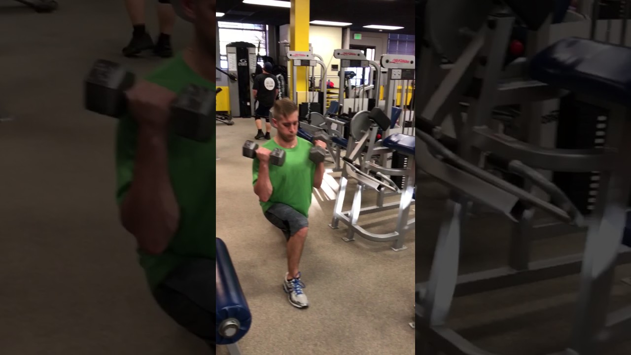 Compound Movement Workouts - Lunge with a Bicep curl - YouTube