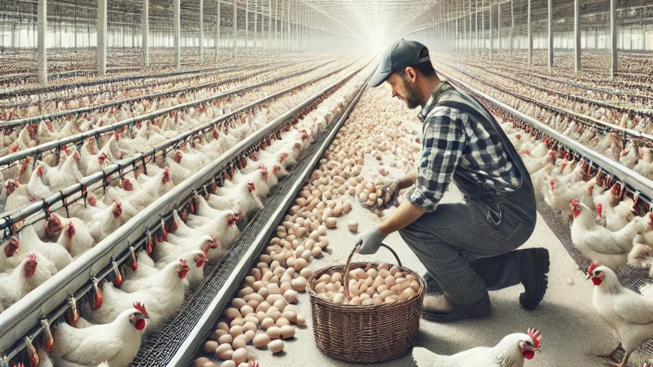 A day of work at a farm raising 10,000 egg-laying chickens - YouTube