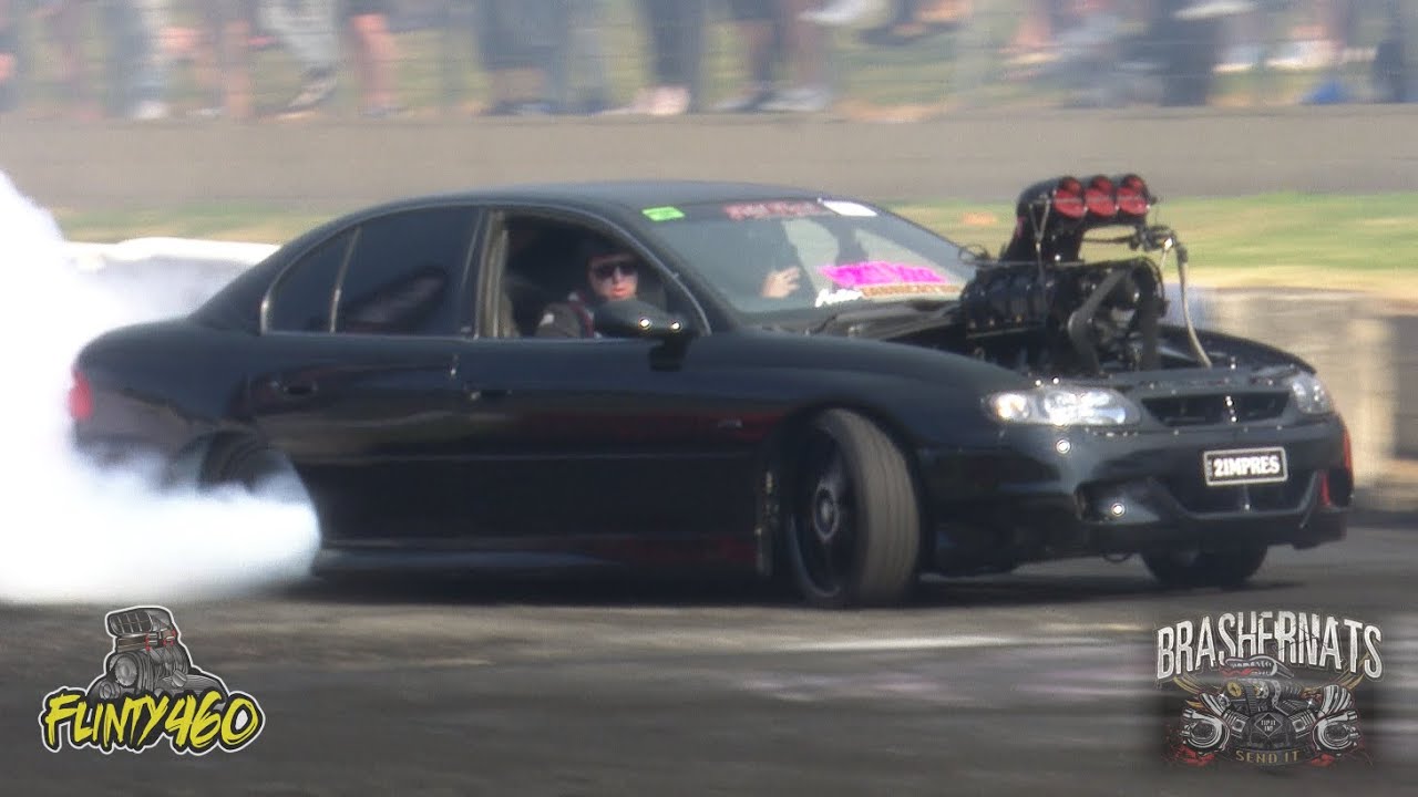 BLOWN INJECTED VT COMMODORE "2IMPRES" SMASHING TYRES AT BRASHERNATS ...