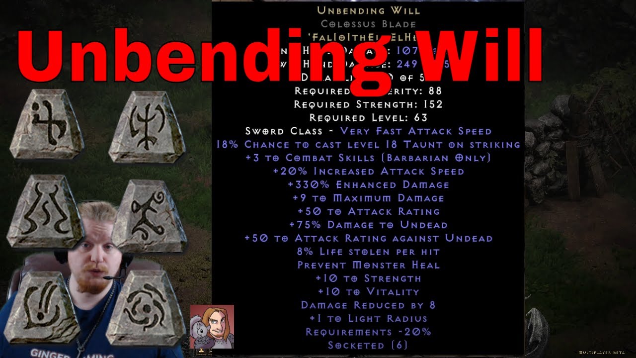 D2R New 2.4 Rune Word!!! - Unbending Will (Fal Io Ith Eld El Hel) - YouTube