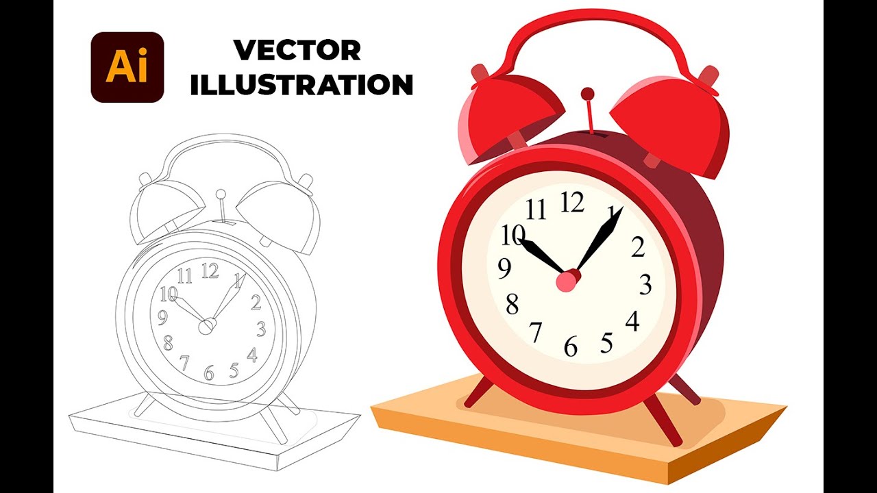 Alarm clock vector illustration artwork in Adobe Illustrator - YouTube