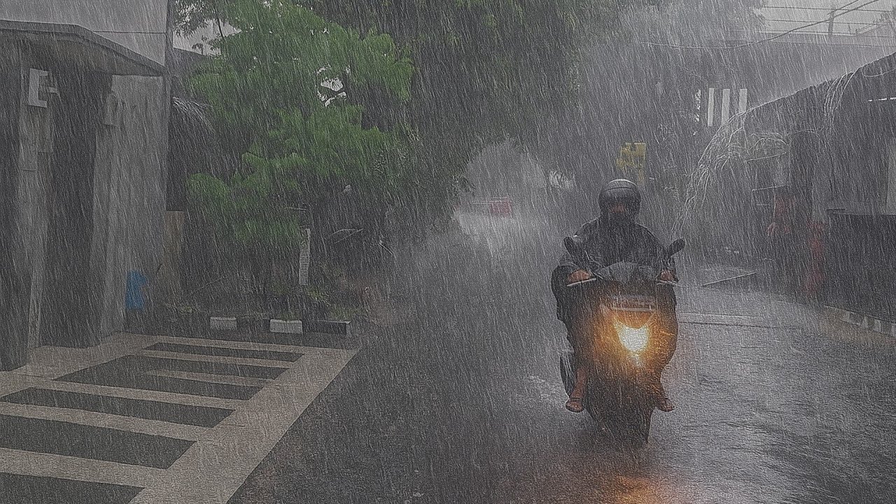 Walking in the Powerfull of Heavy Rain in Suburbs | Rain sounds for ...