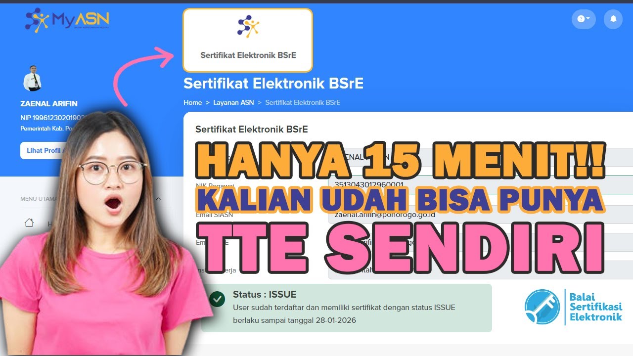 Resmi BSrE: Aktifasi Tanda Tangan Ellektronik Melalui MyASN - YouTube