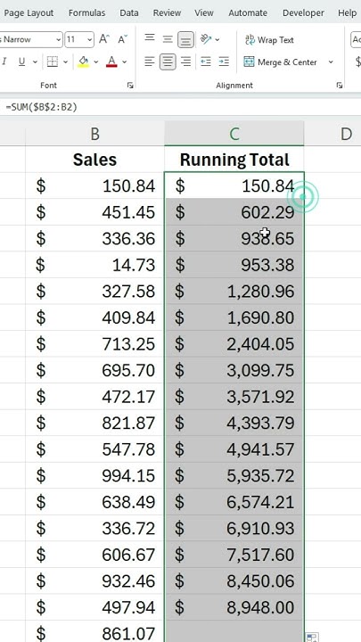 Excel Tip: Calculate Running Totals in Seconds - YouTube