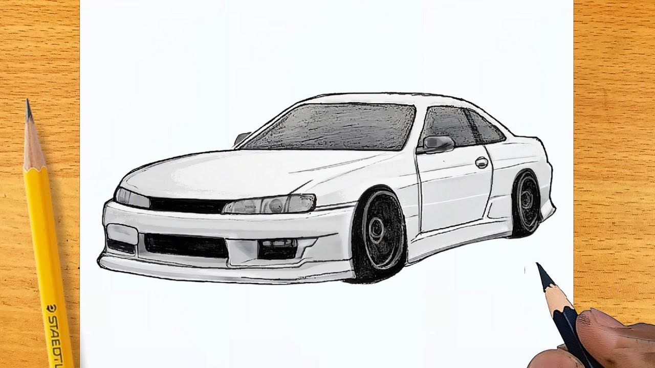 Nissan Silvia S14 Pencil Drawing Tutorial | Easy Step-by-Step JDM Car ...