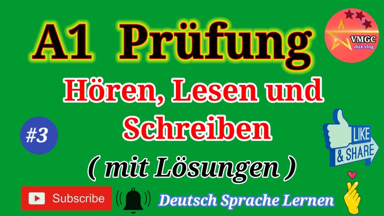 A1 Deutsch Test l Hören, Lesen und Schreiben mit Lösungen. - YouTube
