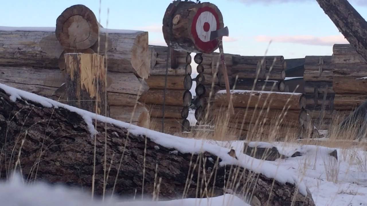 Axe Target Hanging In The Log Yard - YouTube