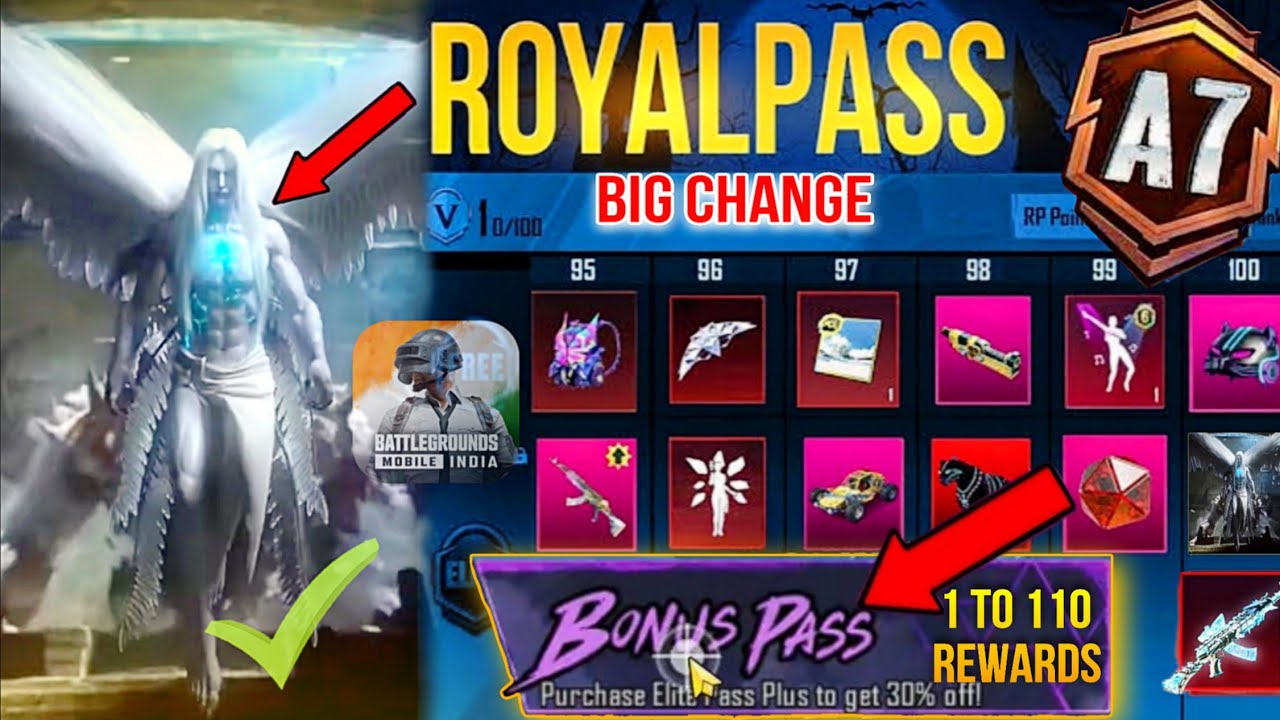 Big Change // A7 Royal Pass 1 To 100 Rp Rewards | A7 BONUS Pass FREE ...