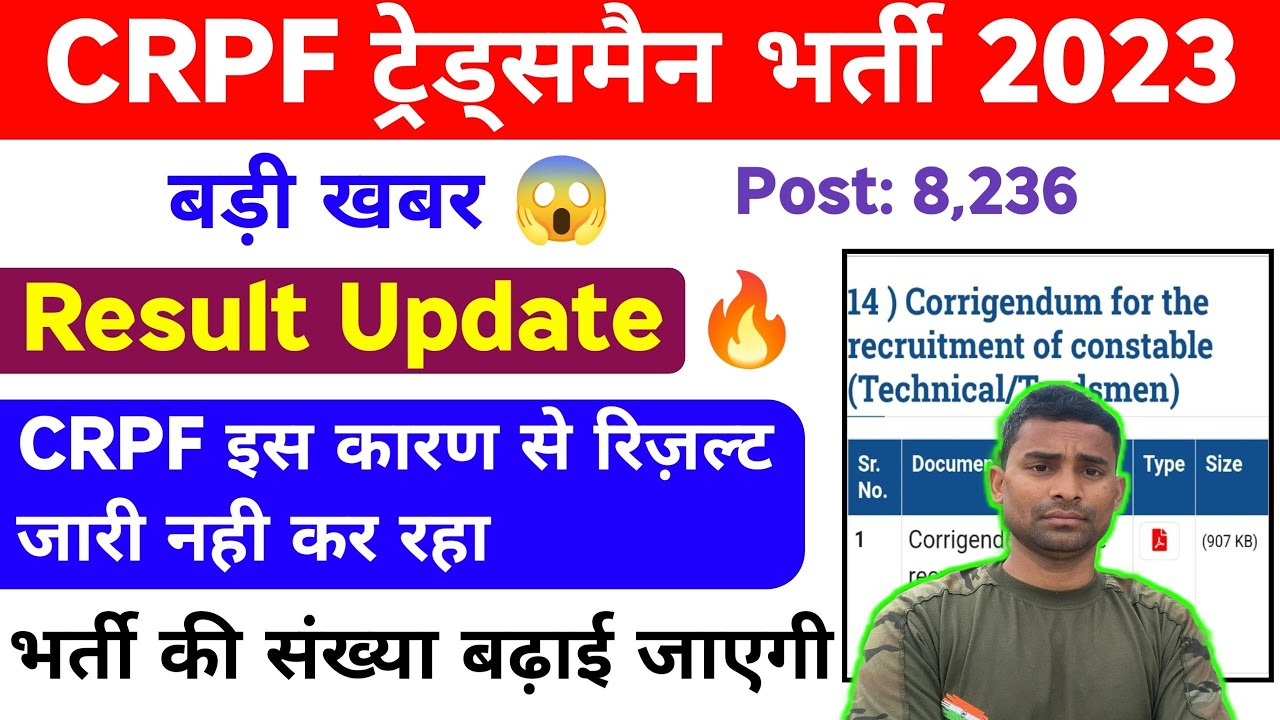 CRPF Tradesman Result 2023 ! CRPF Tradesman Exam Result 2023 ! CRPF ...