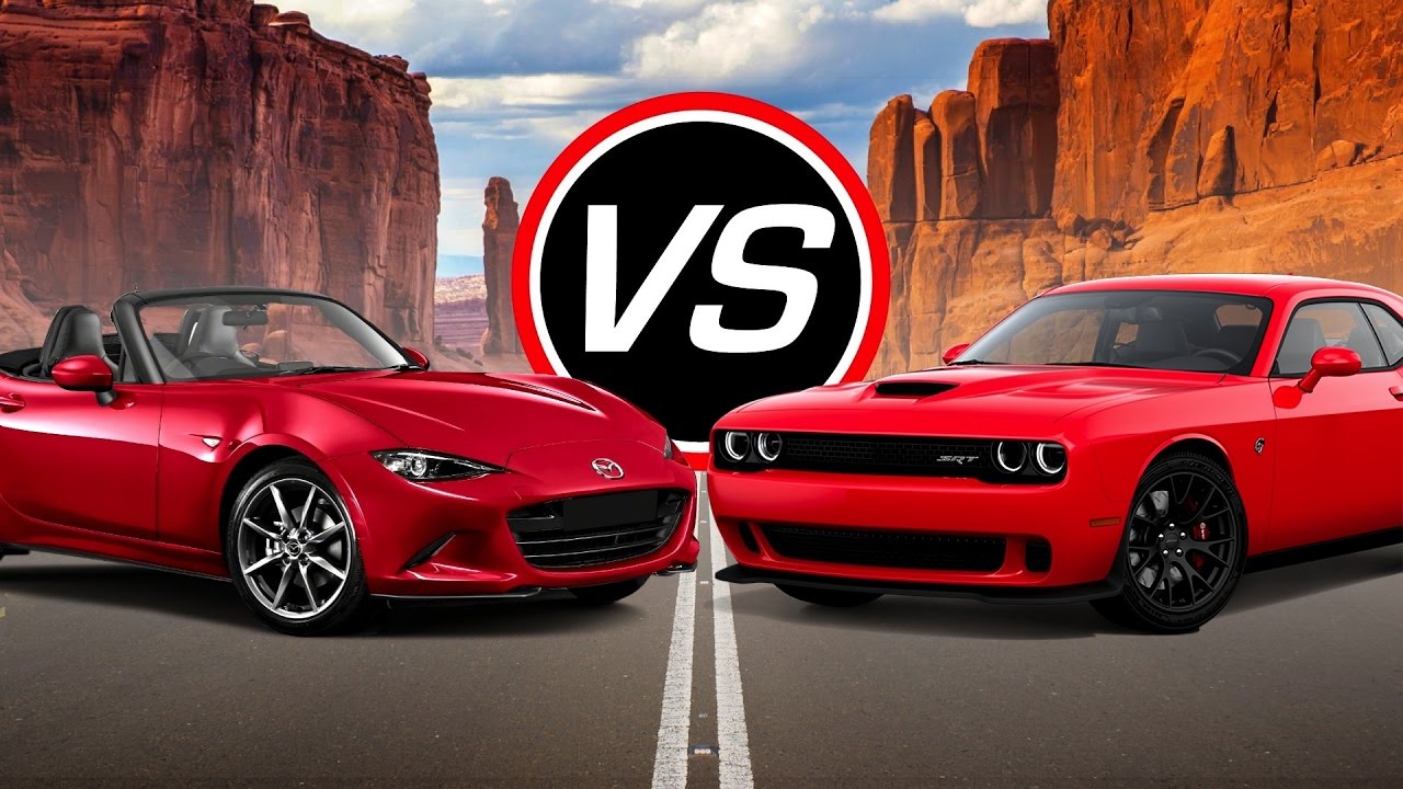2016 Mazda MX-5 Miata vs Dodge Challenger SRT Hellcat - Spec Comparison ...