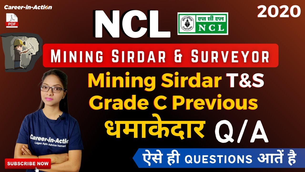 NCL Mining Sirdar T&S Grade C Previous Year Questions Paper 2020 | Coal India Ltd #ncl # ...