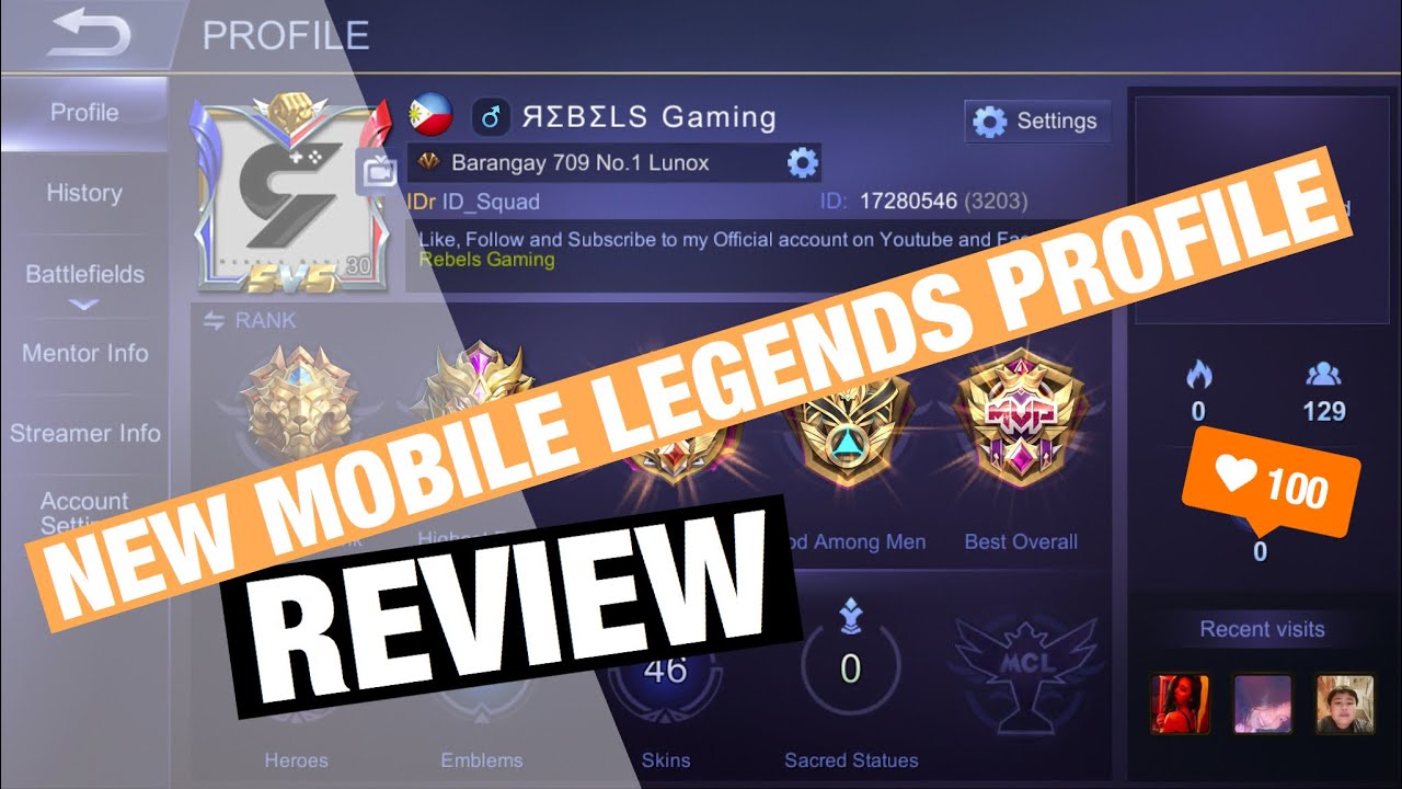 MOBILE LEGENDS: BANG BANG NEW PROFILE REVIEW - YouTube