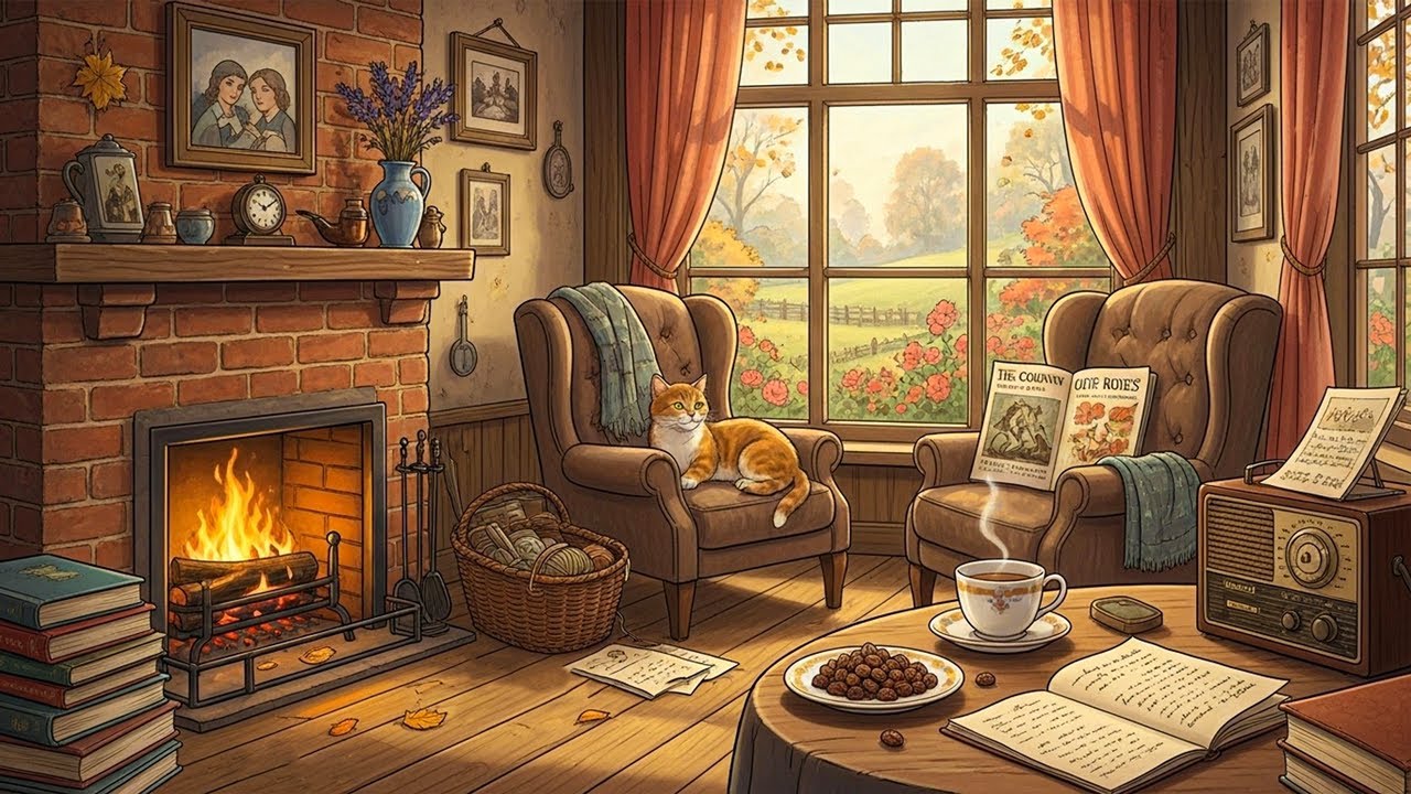 Oldies music playing in another room - autumn morning in a 1950s ...