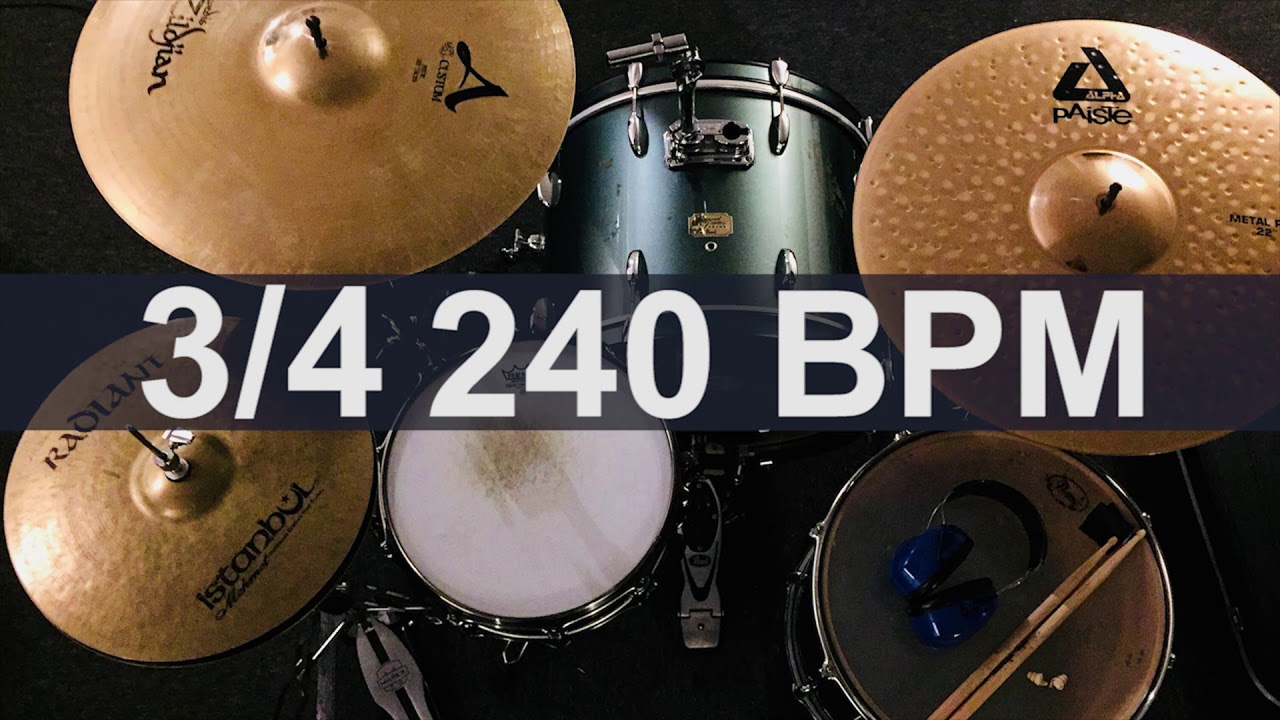 🔴 240 BPM 3/4 Heavy Drums Metronome - YouTube