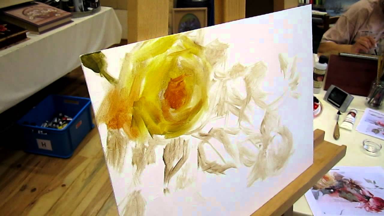 Free exercise (1/6) of decorative painting: a study of roses - YouTube