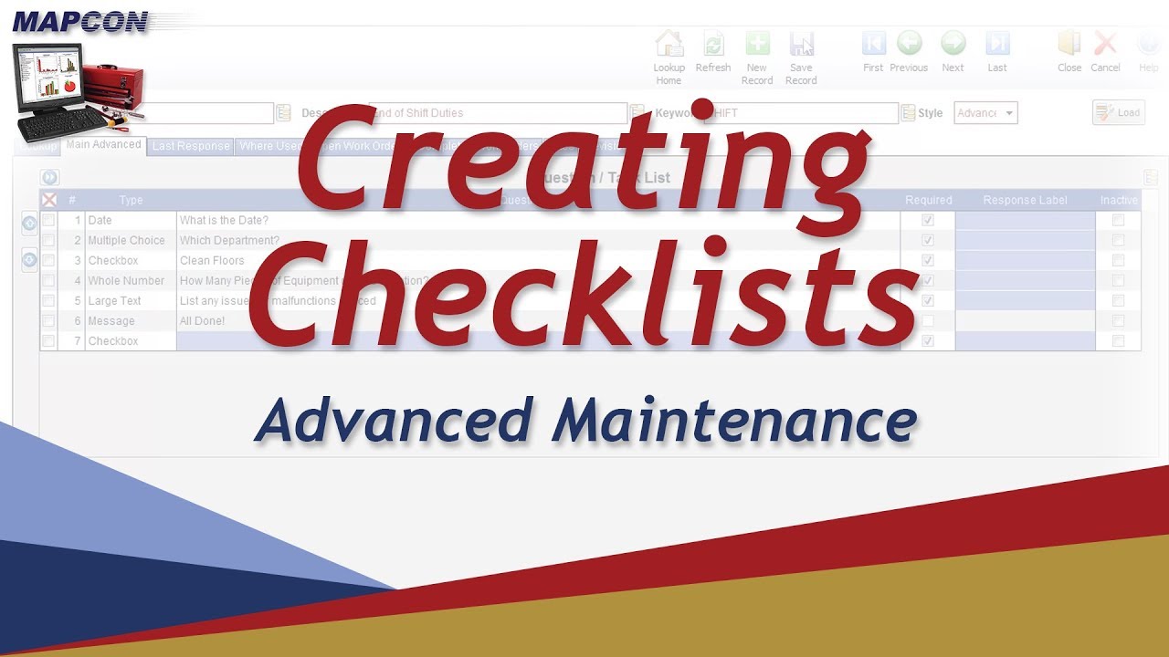 Creating Checklists -MAPCON CMMS - YouTube
