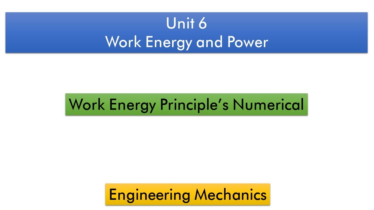 Engineering Mechanics - Numerical For Work Energy Principle - YouTube