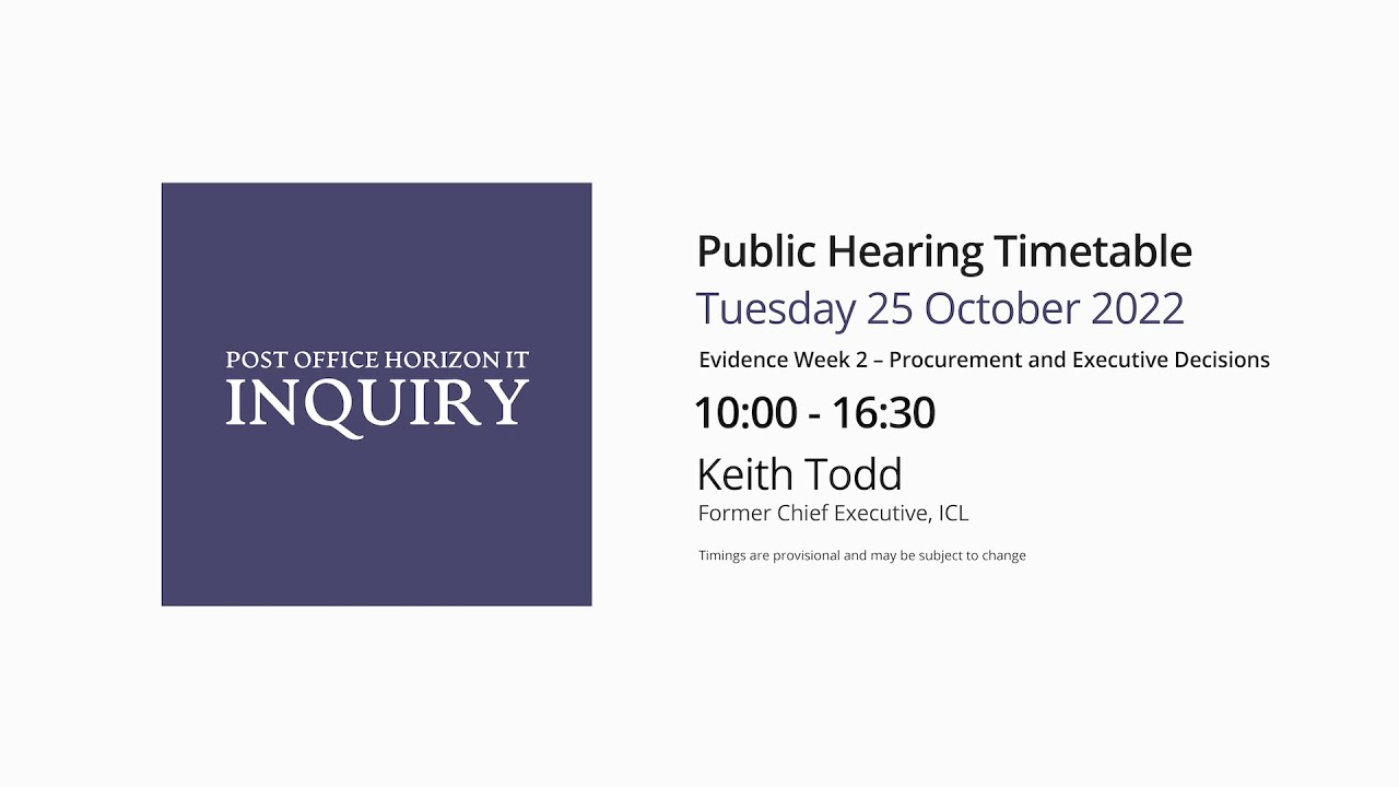 Post Office Horizon IT Inquiry - Keith Todd - Day 8 PM Live Stream (25 ...