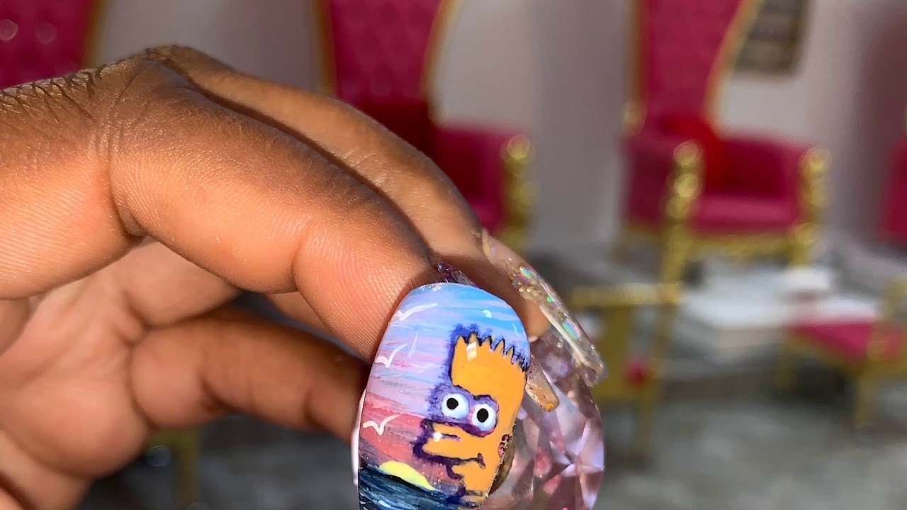 How to draw Bart Simpson | Nail art tutorial - YouTube