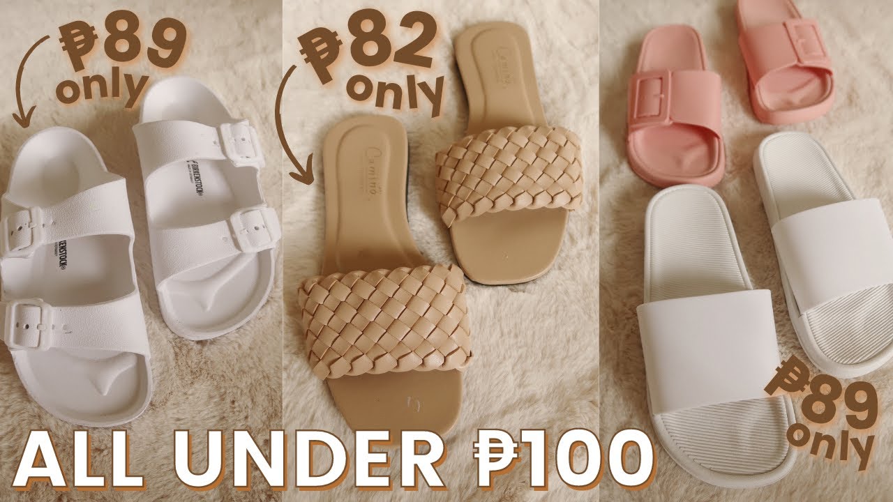 shopee haul sandals, slides, flats | all under ₱100 | cheapest footwear ...