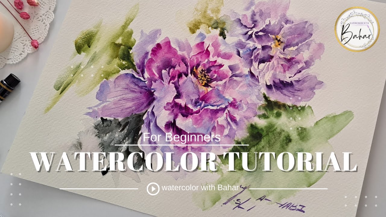 15 Min Watercolor Painting | How To Paint These Purple Flowers Step By ...