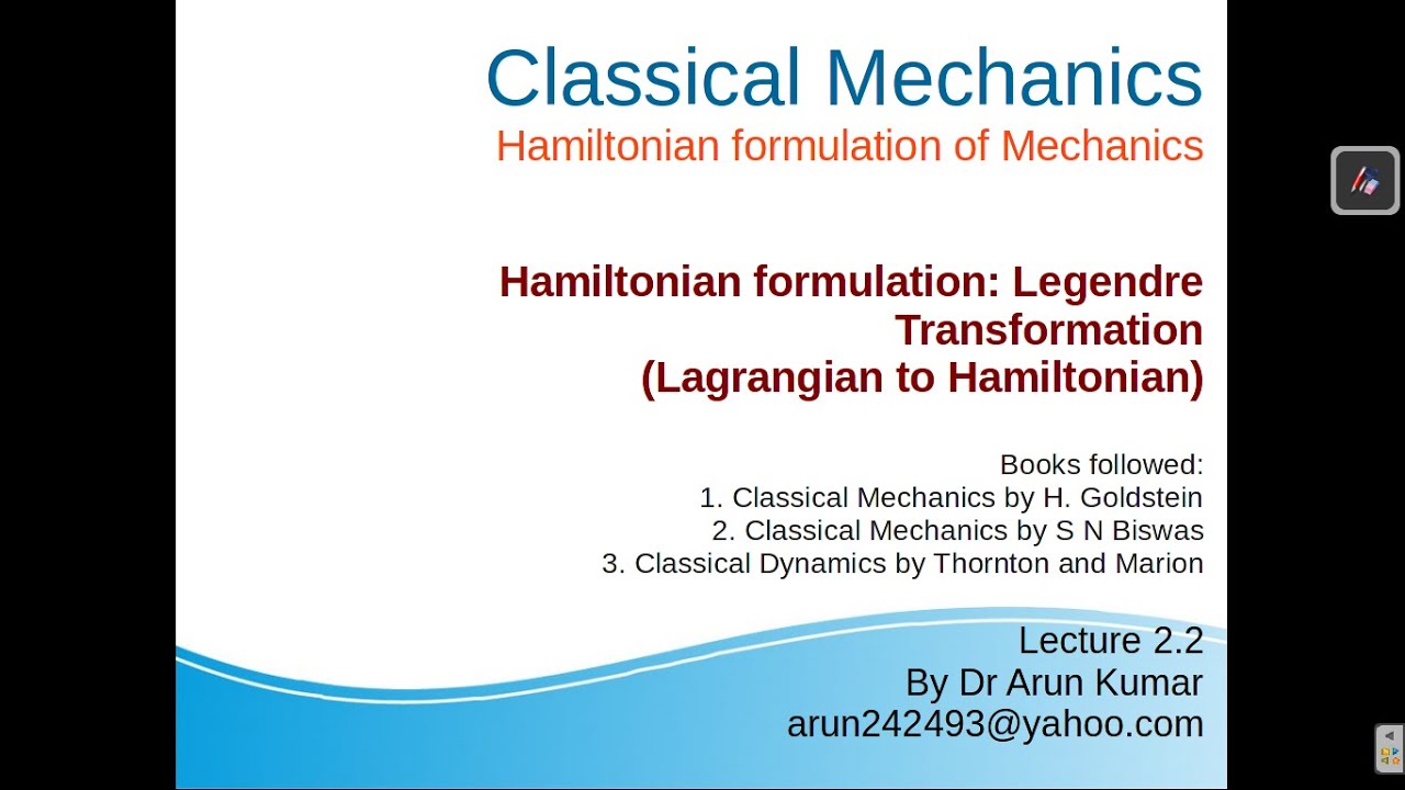 Lecture 2.2: Hamiltonian formulation: Legendre Transformation ...
