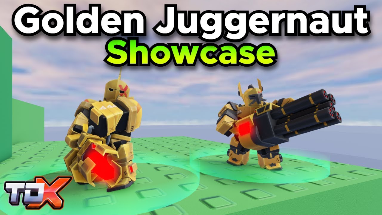 Tdx Golden Juggernaut Showcase Stats Gameplay Tower Defense X Roblox Youtube