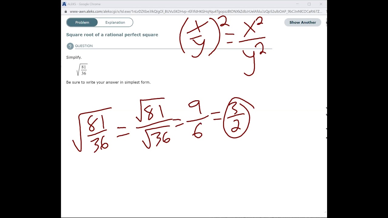 Square root of a rational perfect square - YouTube