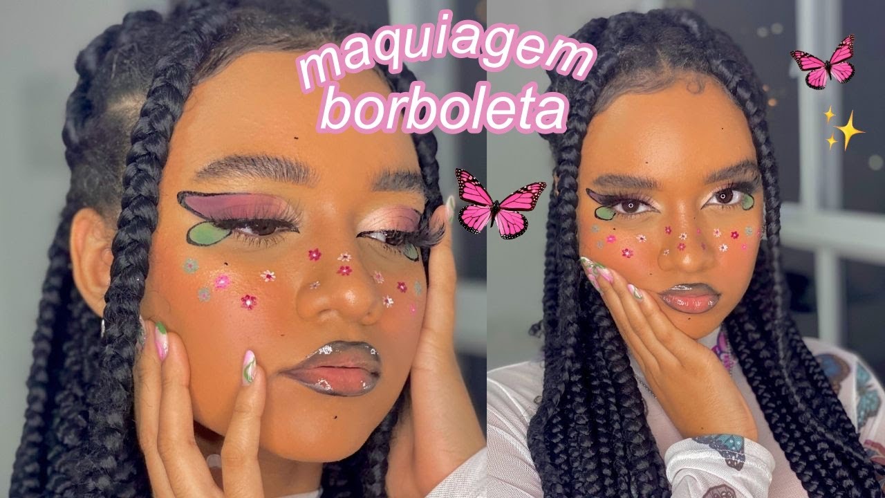 tutorial maquiagem de borboleta com sardinhas de flores 🦋 - YouTube