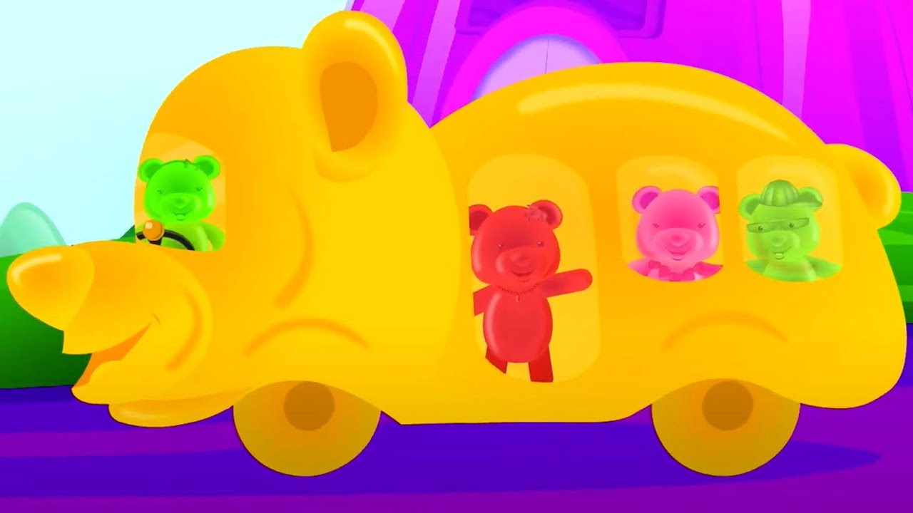 Wheels On The Bus Yellow, Jelly Bears and Preschool Video for Kids ...