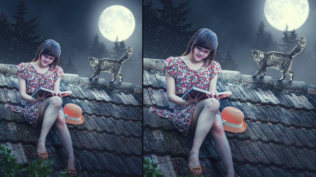 Fantasy Moonlight Effect Photo Manipulation Photoshop Tutorial - YouTube
