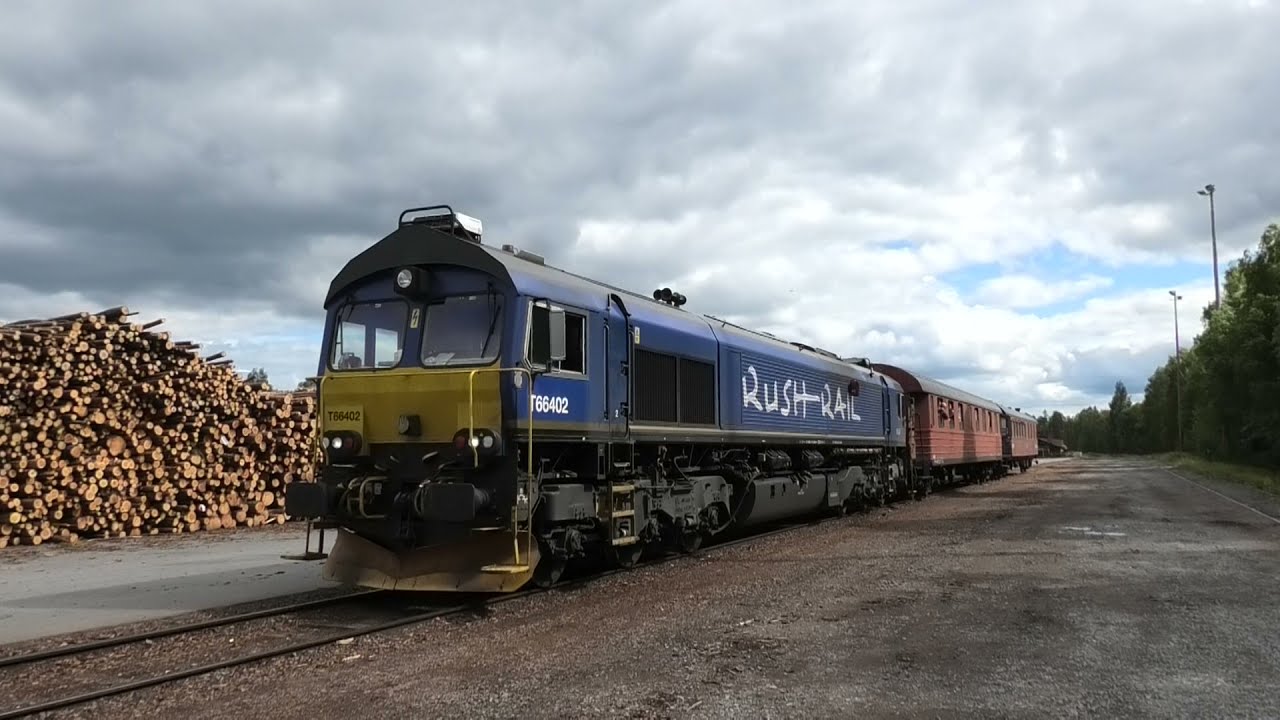 (HD) The First Class 66 hauled passenger train in Sweden including a ...