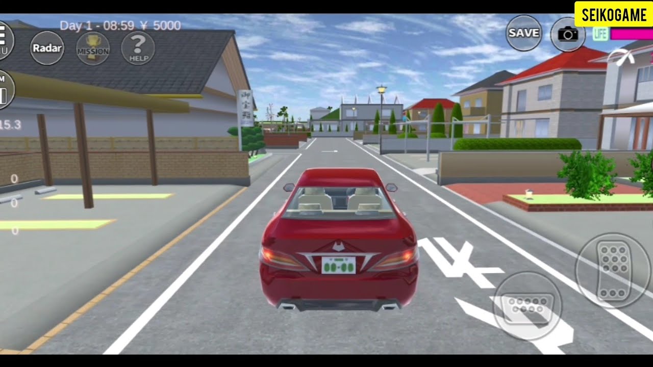 game sakurani naik mobil merah dan bertemu teman-temannya disekolah ...