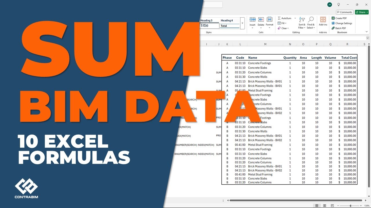 10 SUM Formulas to Analyze BIM Data - YouTube